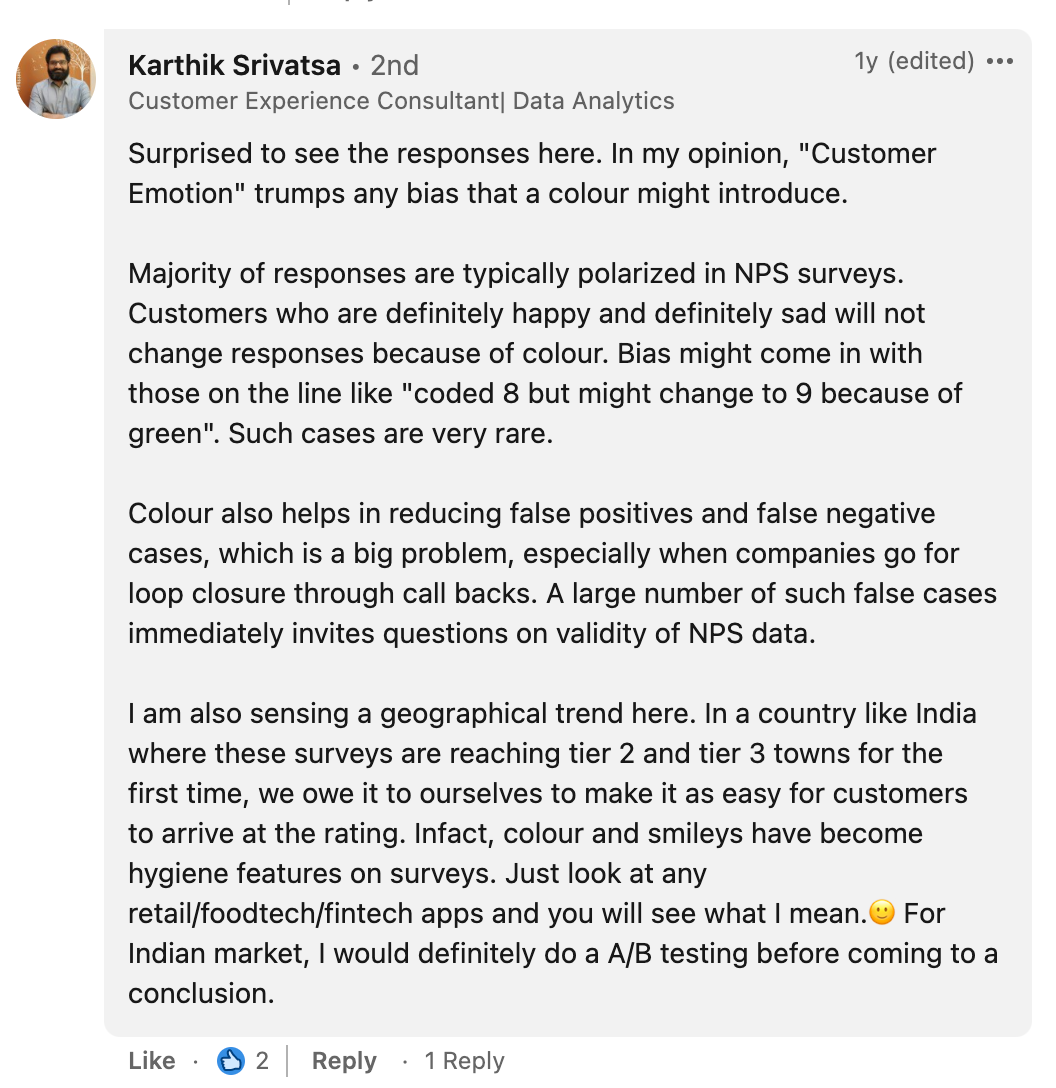 Expert Advise on the Impact of Color Coding the NPS Scale