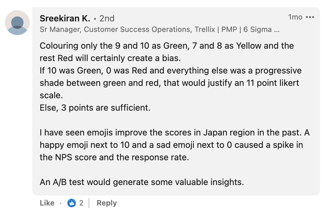 Expert Advise on the Impact of Color Coding the NPS Scale
